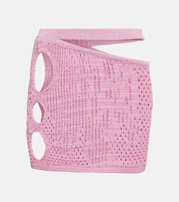 ROBERTA EINER Distressed Cutout Mini Skirt