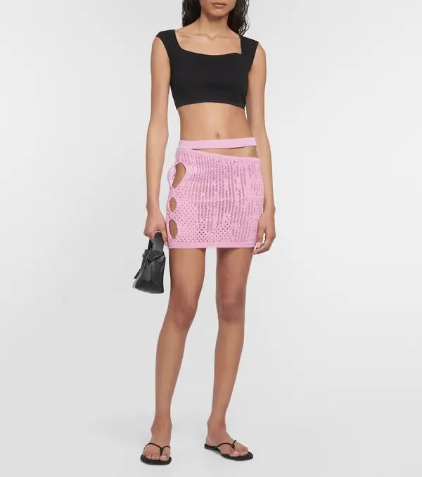 ROBERTA EINER Distressed Cutout Mini Skirt