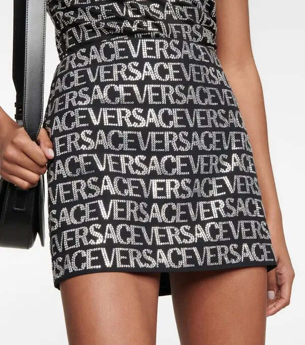 Versace Logo Embellished Miniskirt