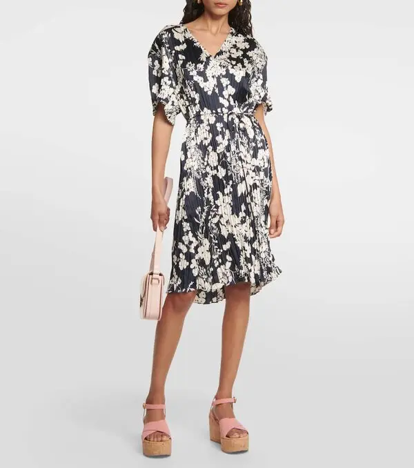 Vince V-neck Floral Mini Dress