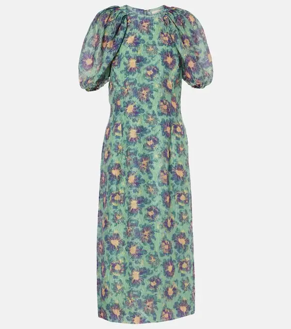 Ulla Johnson Amandine Puff-sleeve Midi Dress - Multicoloured