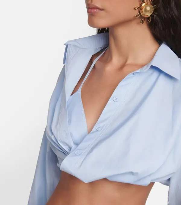 Jacquemus La Chemise Bahia Cropped Top - Blue