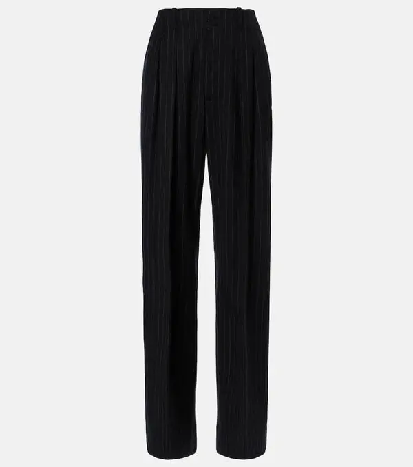 Plan C Pinstripe Wool-blend Wide-leg Trousers