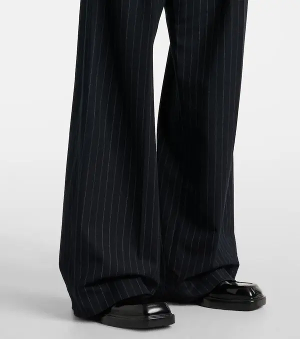 Plan C Pinstripe Wool-blend Wide-leg Trousers