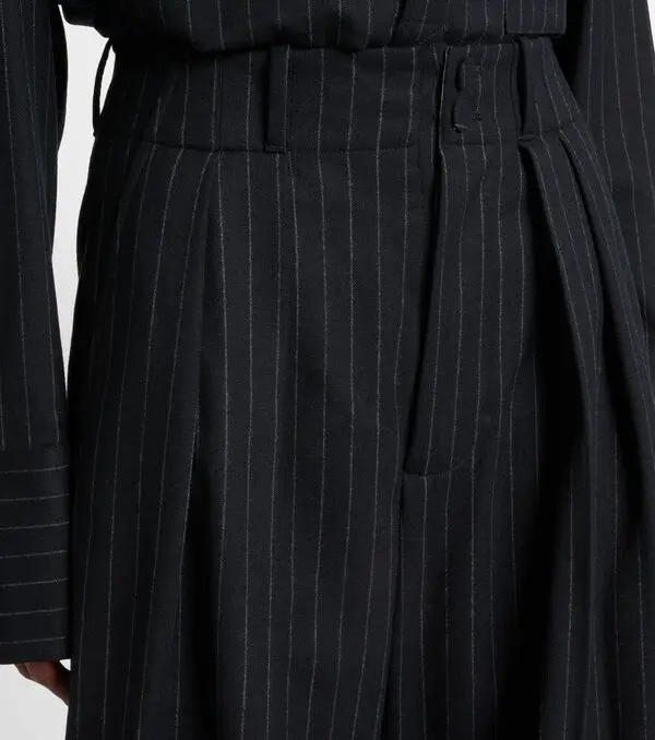 Plan C Pinstripe Wool-blend Wide-leg Trousers