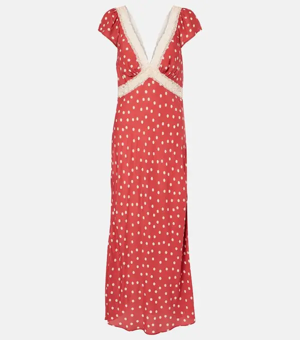 Rixo Iggy Polka-dot Midi Dress