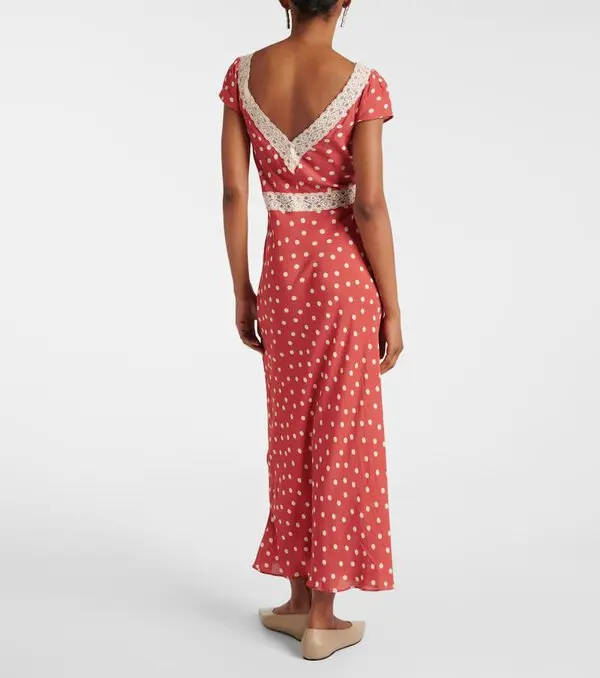 Rixo Iggy Polka-dot Midi Dress