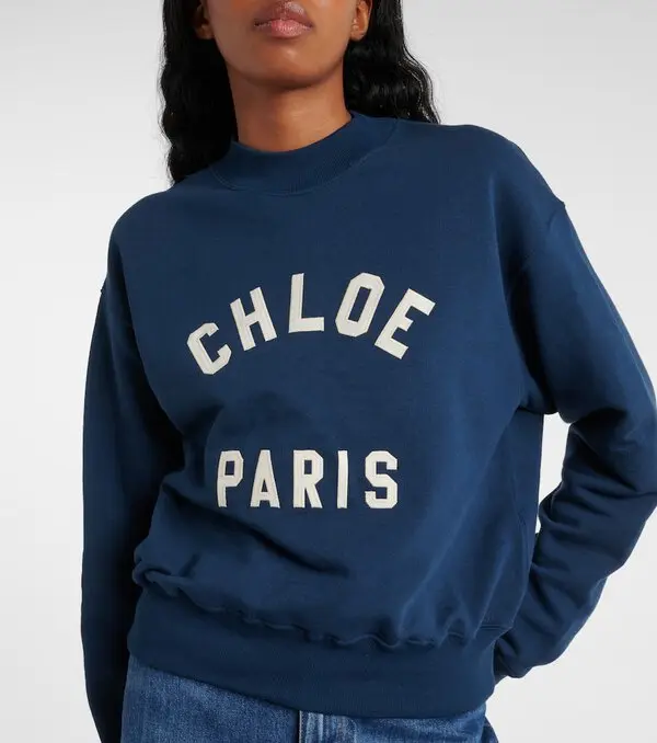 Chloé Cotton Fleece Logo Sweatshirt - Blue