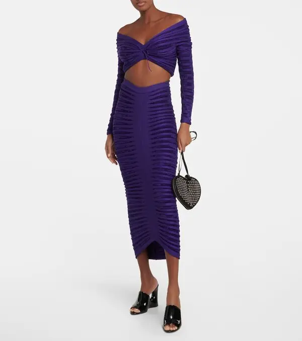 Alaïa Ruched Midi Skirt