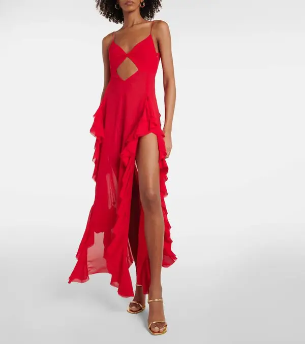 BANANHOT Isabel Ruffled Cutout Maxi Dress