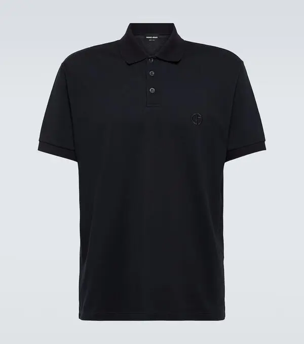 Giorgio Armani Cotton-blend Polo Shirt - Blue