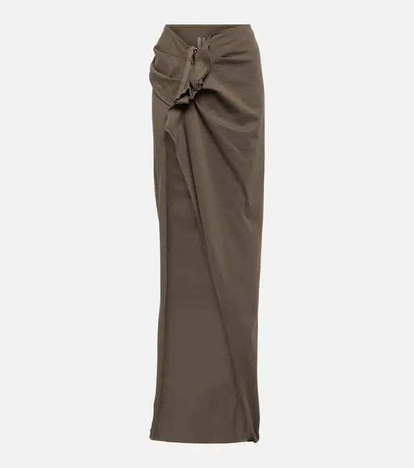 Rick Owens Gathered Cotton Maxi Skirt