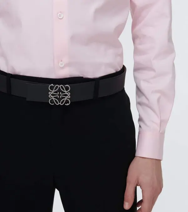 Loewe Anagram Reversible Leather Belt - Black
