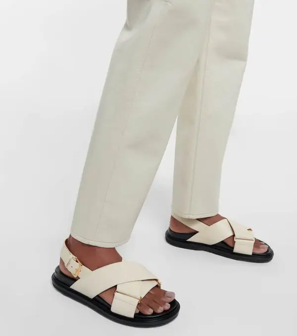 Marni Fussbett Leather Sandals - Beige