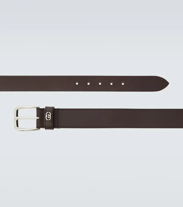 Gucci Interlocking G Leather Belt - Brown