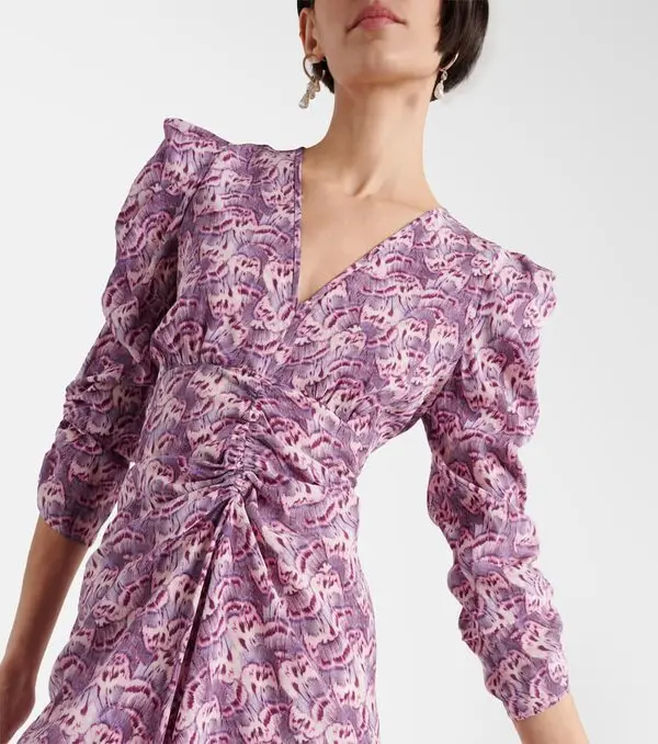 Isabel Marant Étoile Albini Printed Silk-blend Midi Dress - Purple