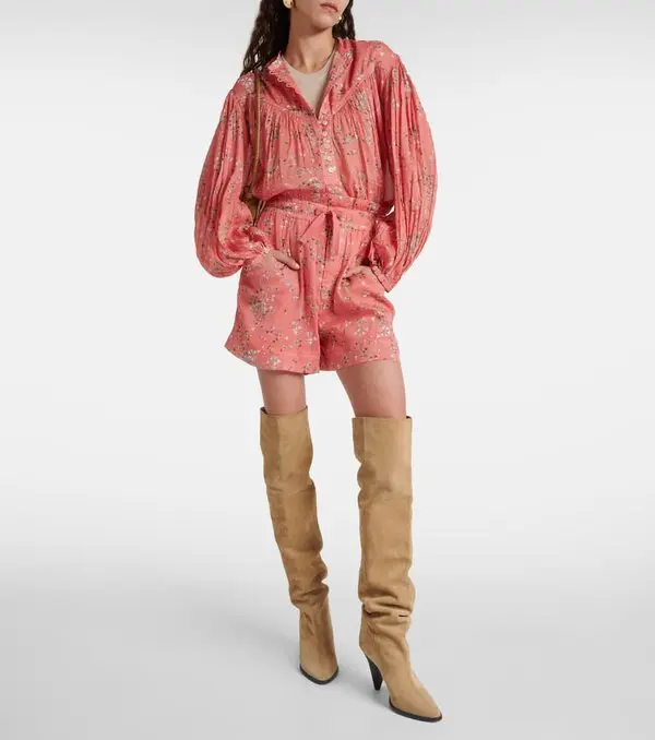 Isabel Marant Étoile Ceyane Floral Cotton And Silk Shorts