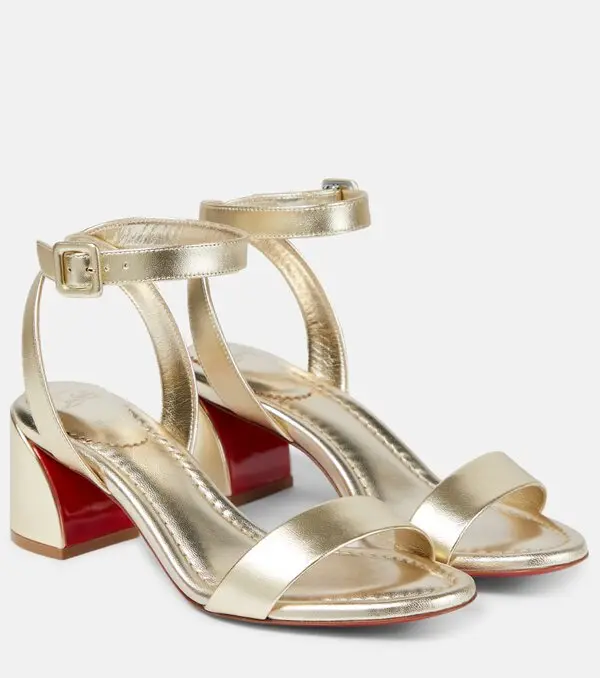 CHRISTIAN LOUBOUTIN Miss Sabina 55 Metallic Sandals - Silver