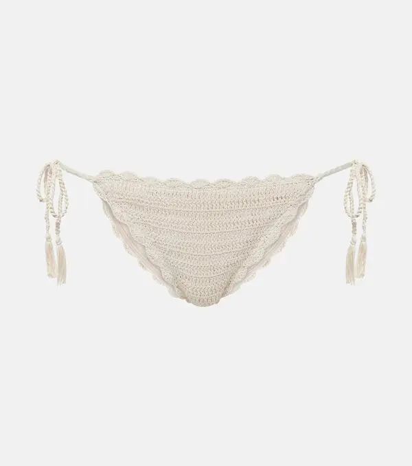 Anna Kosturova Crochet Cotton Bikini Bottom - Neutrals