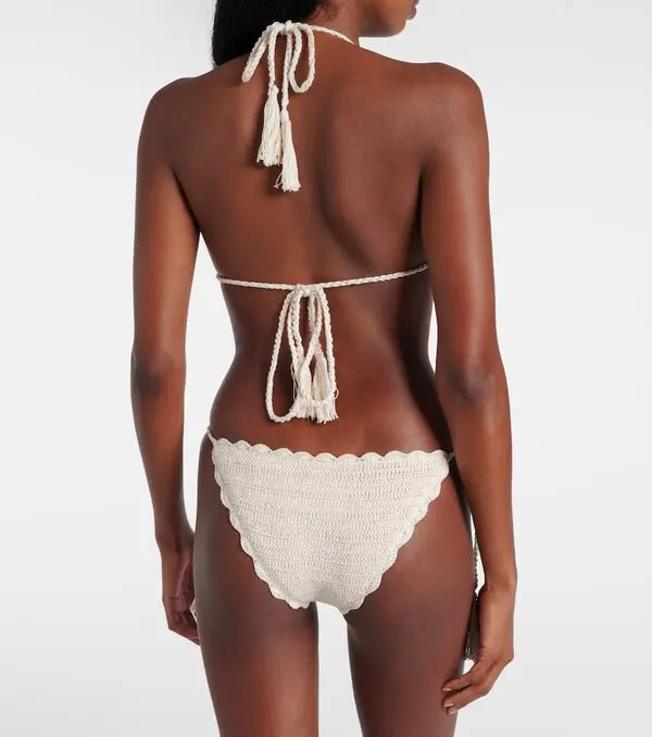 Anna Kosturova Classic Crochet Cotton Bikini Bottoms - Neutrals