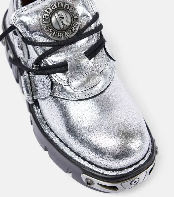 Rabanne Embellished Leather Lace-up Boots