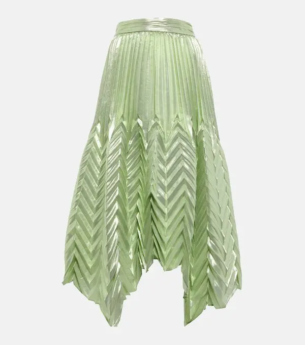 Simkhai Pleated Silk-blend Midi Skirt