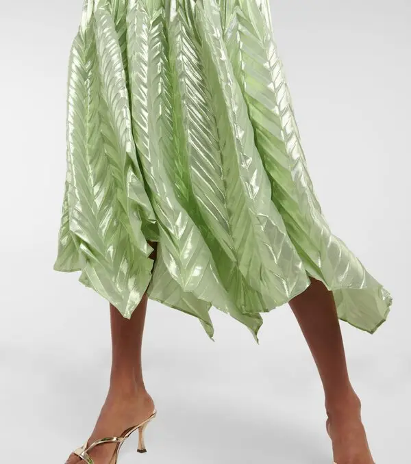 Simkhai Pleated Silk-blend Midi Skirt