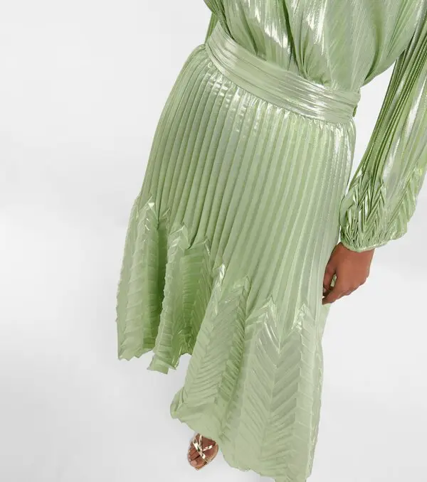 Simkhai Pleated Silk-blend Midi Skirt
