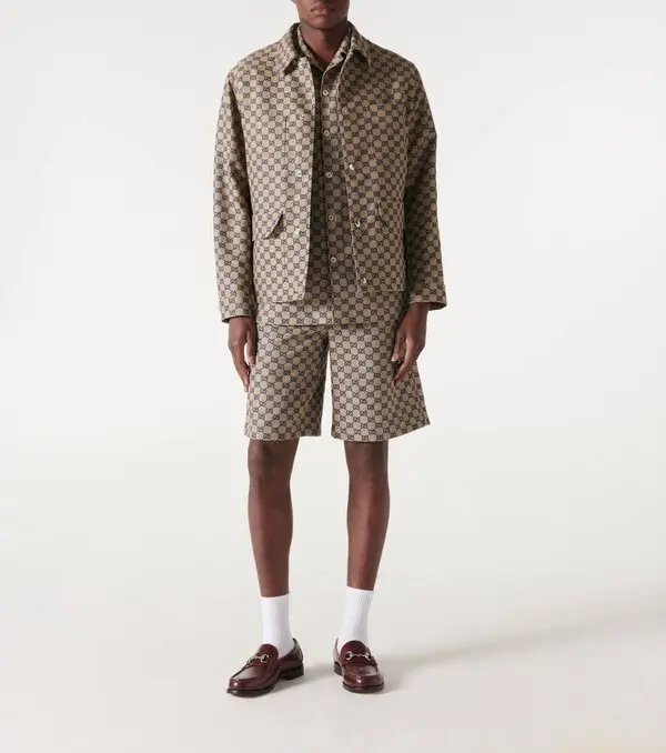 Gucci Gg Linen-blend Shorts - Beige