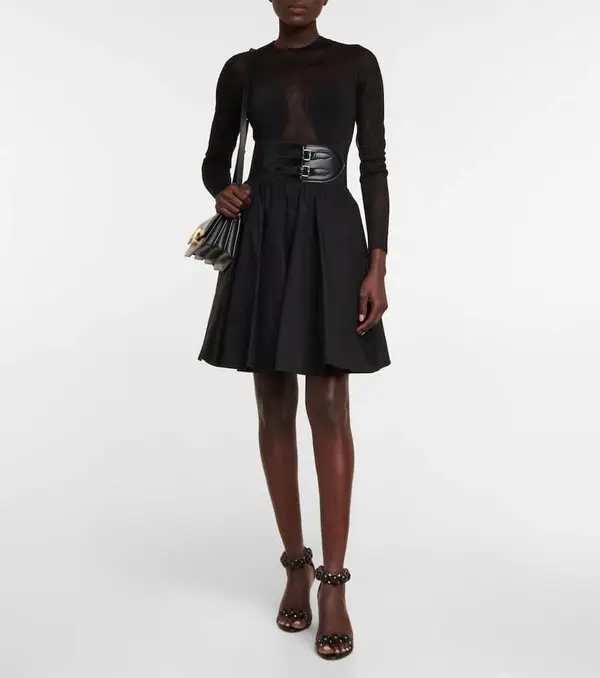 Alaïa Belted Cotton Skirt