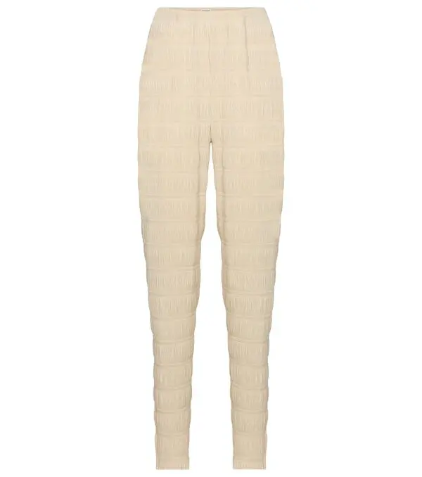 TOTEME Smocked Slim Pants - Beige