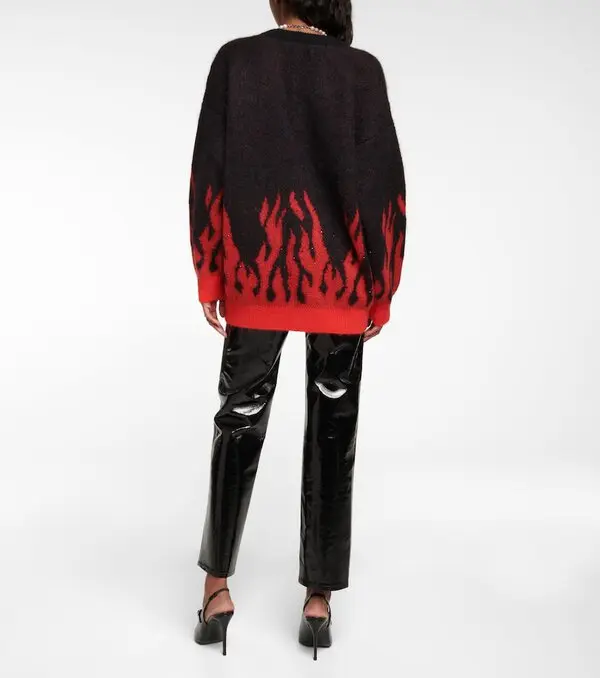 Alessandra Rich Embellished Mohair-blend Jacquard Cardigan