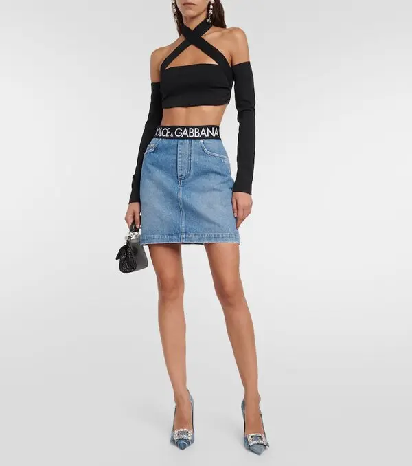 Dolce & Gabbana Logo Denim Mini Skirt
