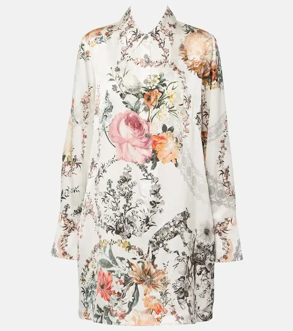 Camilla Floral Silk Shirt Dress - Multicoloured