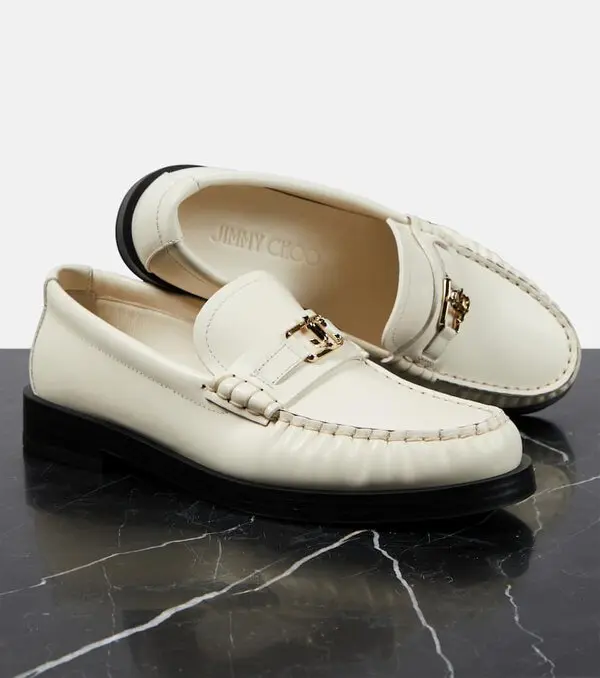 JIMMY CHOO Addie Logo Leather Loafers