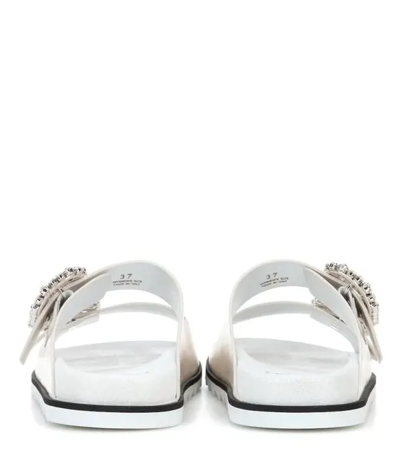 ROGER VIVIER Slidy Viv' Leather Sandals - White