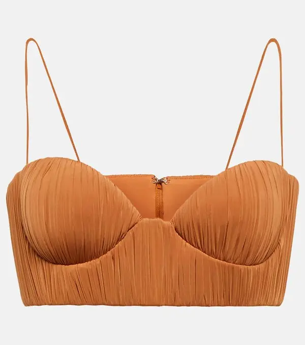 Alex Perry Preston Ruched Top - Brown