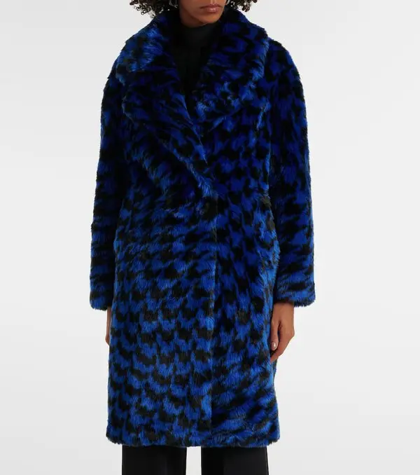 Diane Von Furstenberg Printed Faux Fur Double-breasted Coat