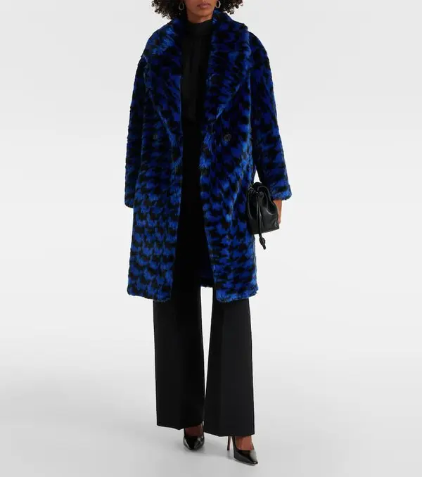 Diane Von Furstenberg Printed Faux Fur Double-breasted Coat