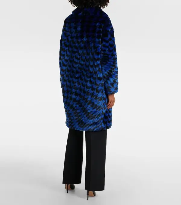 Diane Von Furstenberg Printed Faux Fur Double-breasted Coat