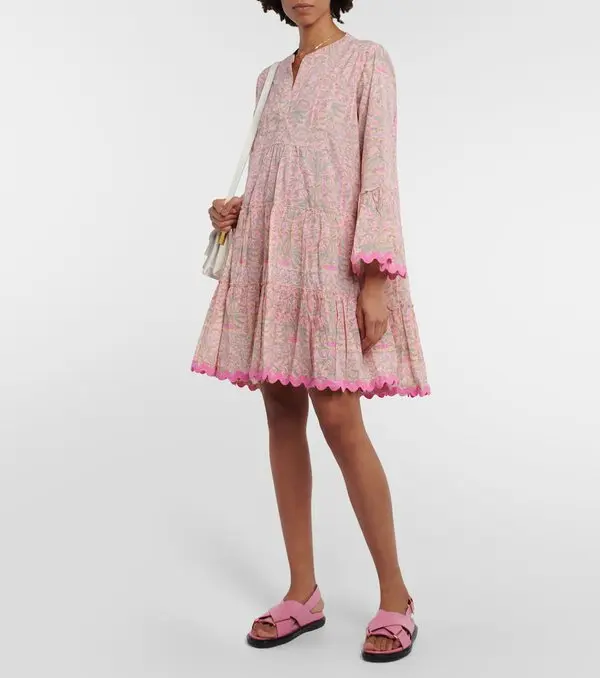 JULIET DUNN Floral Tiered Cotton Mini Dress - Multicoloured