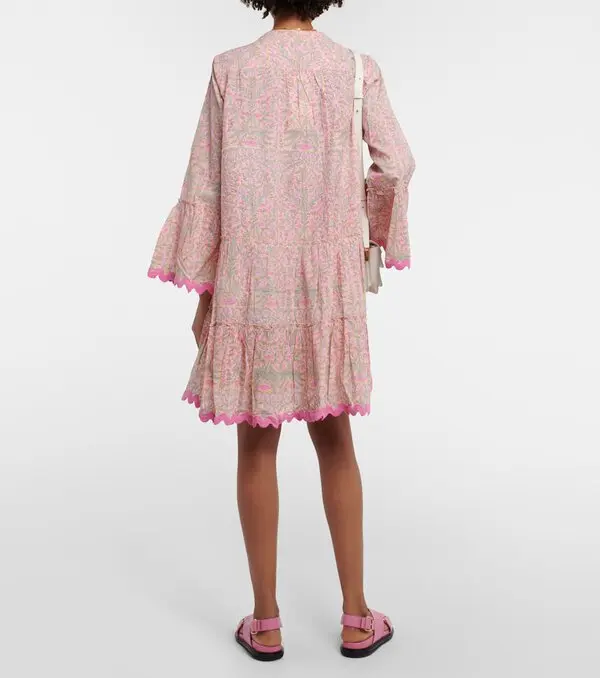 JULIET DUNN Floral Tiered Cotton Mini Dress - Multicoloured