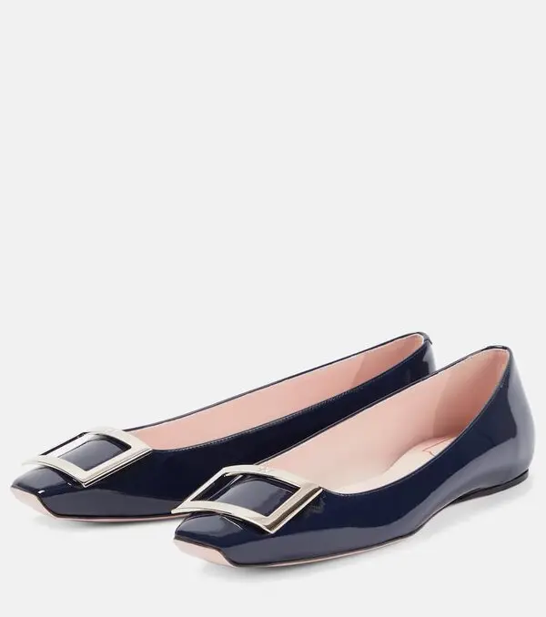 ROGER VIVIER Trompette Patent Leather Ballet Flats - Blue