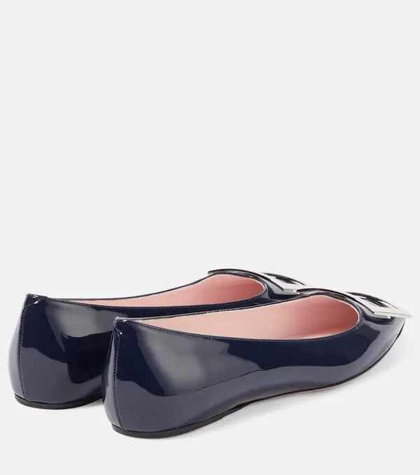 ROGER VIVIER Trompette Patent Leather Ballet Flats - Blue