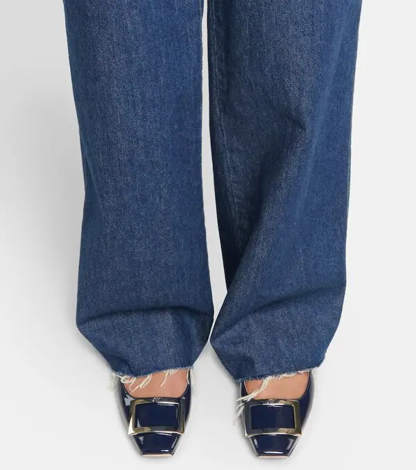 ROGER VIVIER Trompette Patent Leather Ballet Flats - Blue