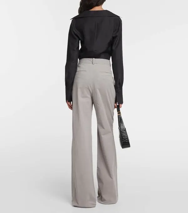 NILI LOTAN Flavie Cotton-blend Wide-leg Trousers