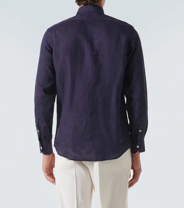 Frescobol Carioca Long-sleeved Linen Shirt - Blue