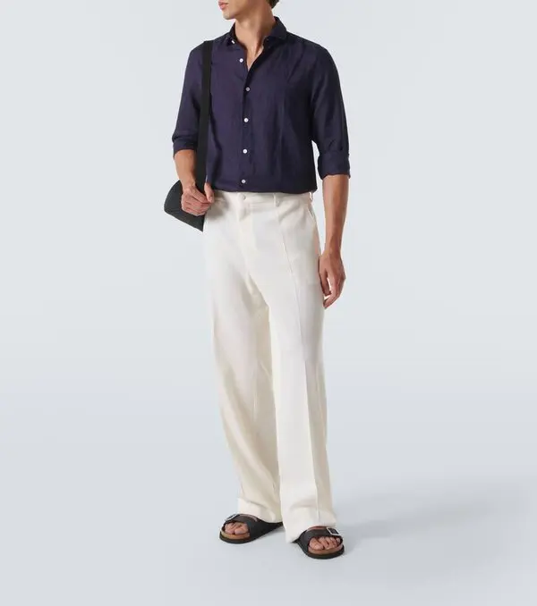 Frescobol Carioca Long-sleeved Linen Shirt - Blue