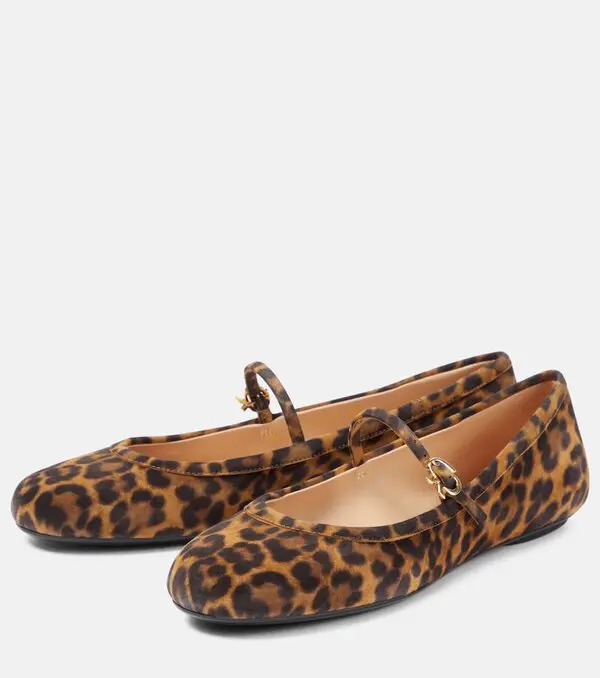 GIANVITO ROSSI Carla Leopard-print Ballet Flats - Multicoloured