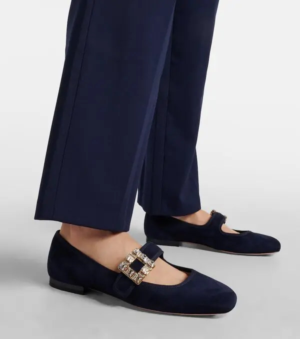ROGER VIVIER Tres Vivier Suede Mary Jane Flats